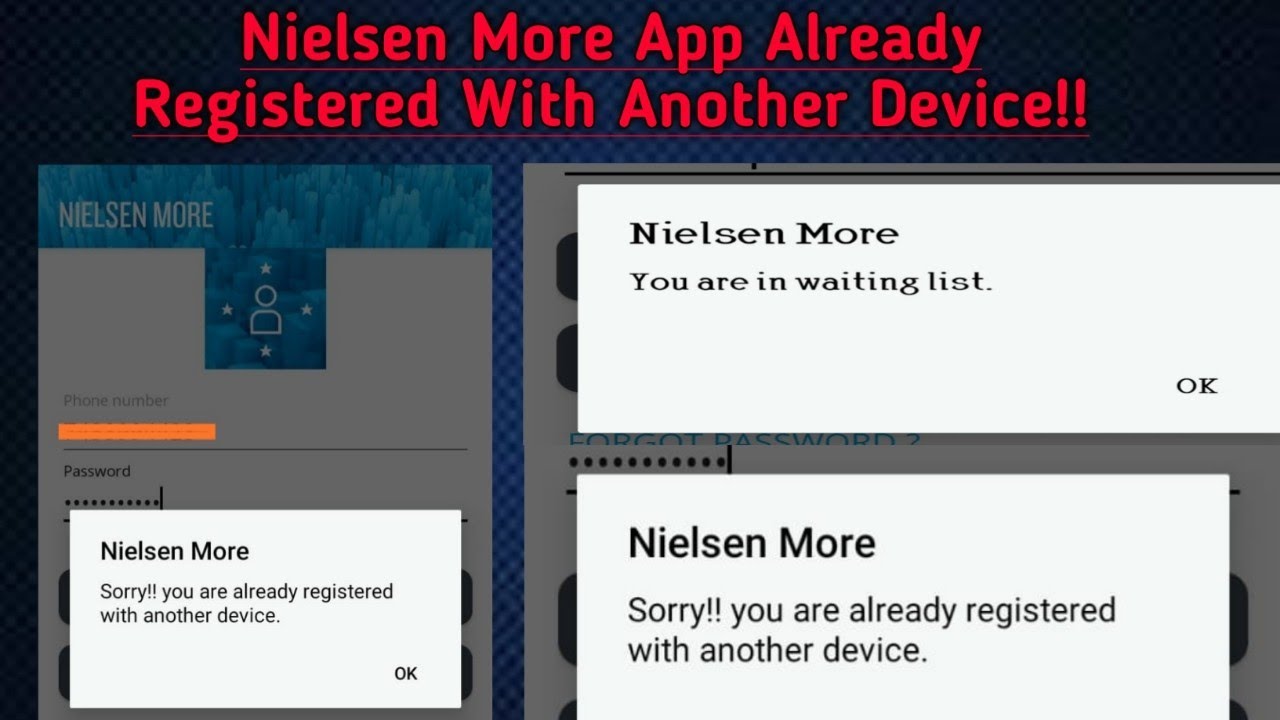 Nielsen More App Already Registered With Another Device Problem Solved ...