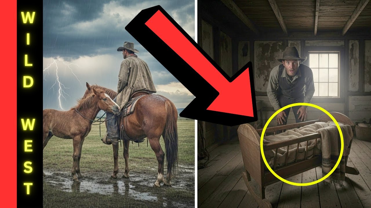 Orphan Mustang Foal followed the Cowboy - bringing to a Cradle with a ...