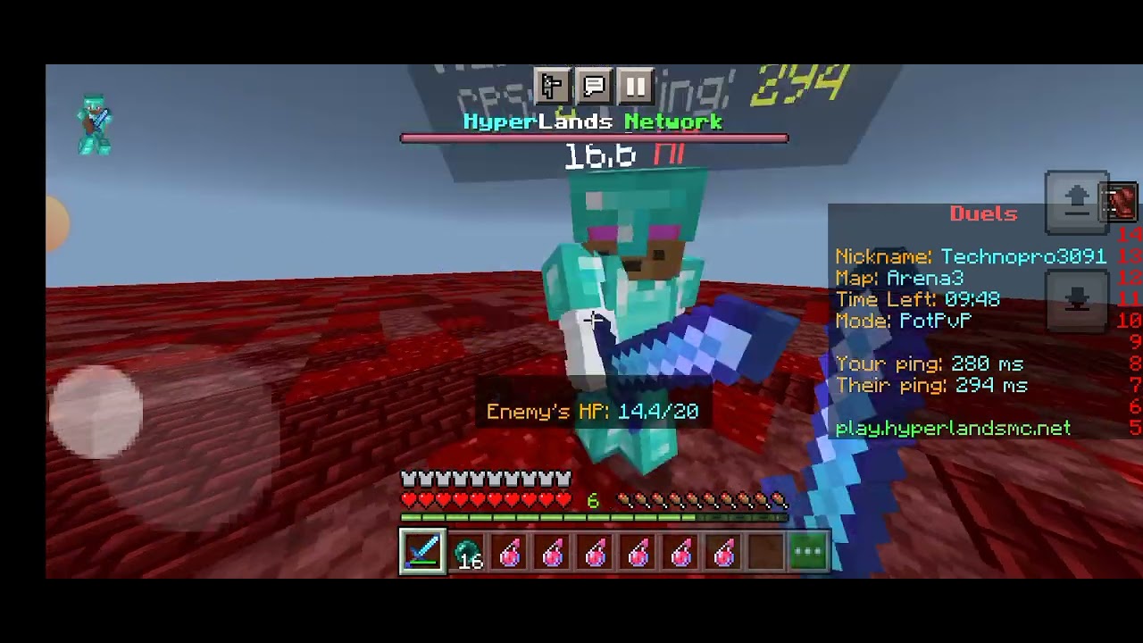 PVP practice on Hyperlands server in Minecraft PE - YouTube