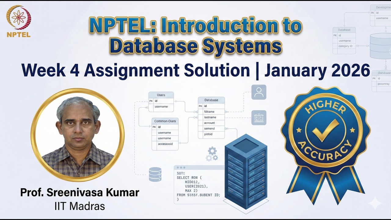 Week 4 Solution: NPTEL Introduction to Database Systems Jan 2026 | Prof ...