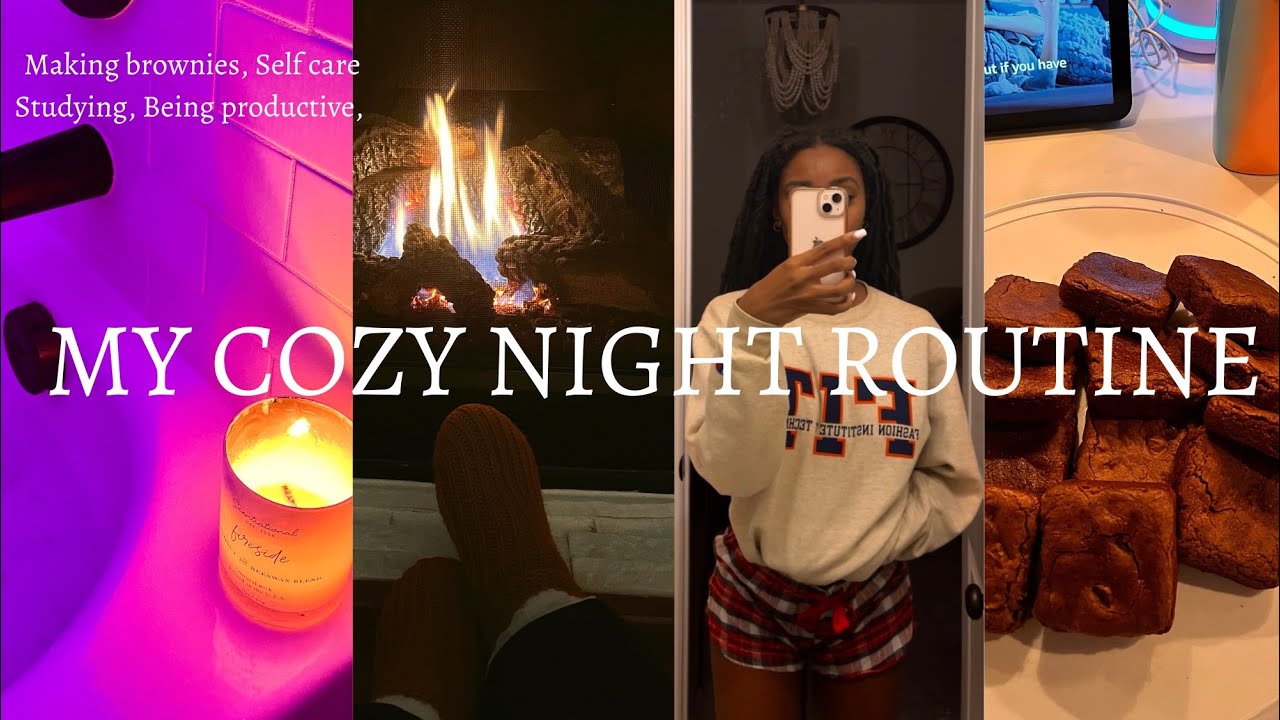 MY COZY NIGHT ROUTINE | Self Care, Making Brownies, Studying *very cozy ...