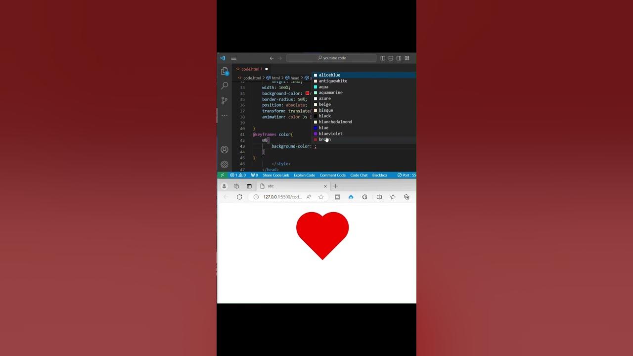 color changing heart ️ in html | css tricks #trendingshorts #shorts #shortsvideo #shortsfeed # ...