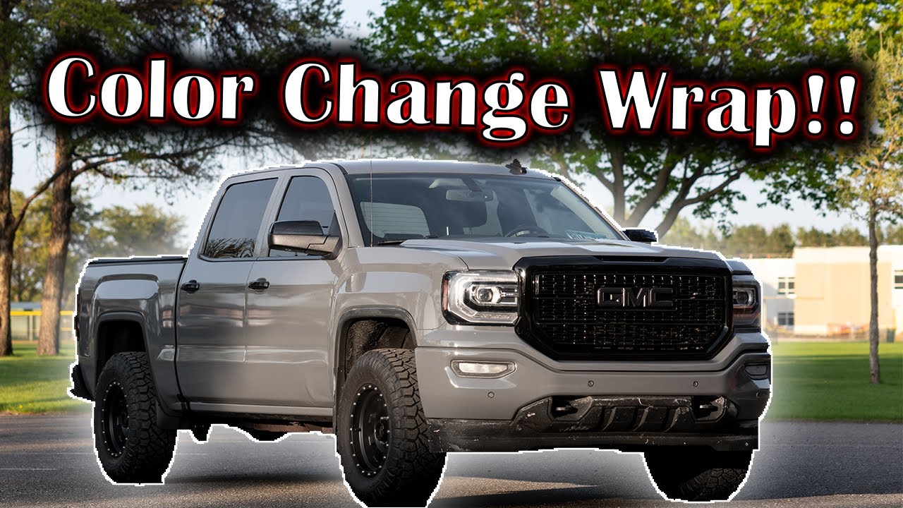 Lifted GMC Sierra Color Change Wrap! - Gloss Ominous Grey (4K) - YouTube