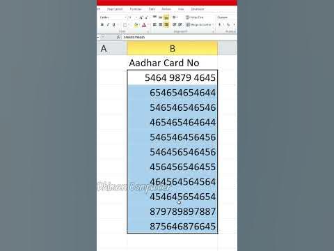 Excel Trick🙄🙄:Add space in Aadhar card number #education #gk #reels #viral #shorts #online # ...