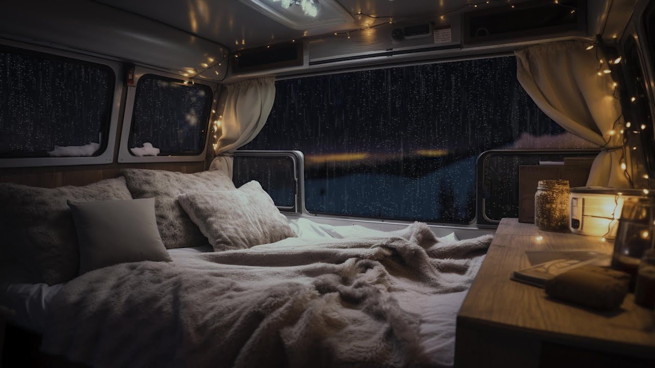 Serene Atmosphere with Calming Rain Sounds and Cozy Light for a Restful ...