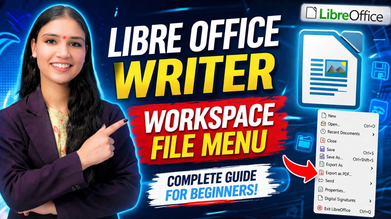 LibreOffice Writer Workspace & File Menu | Complete Guide for Beginners ...