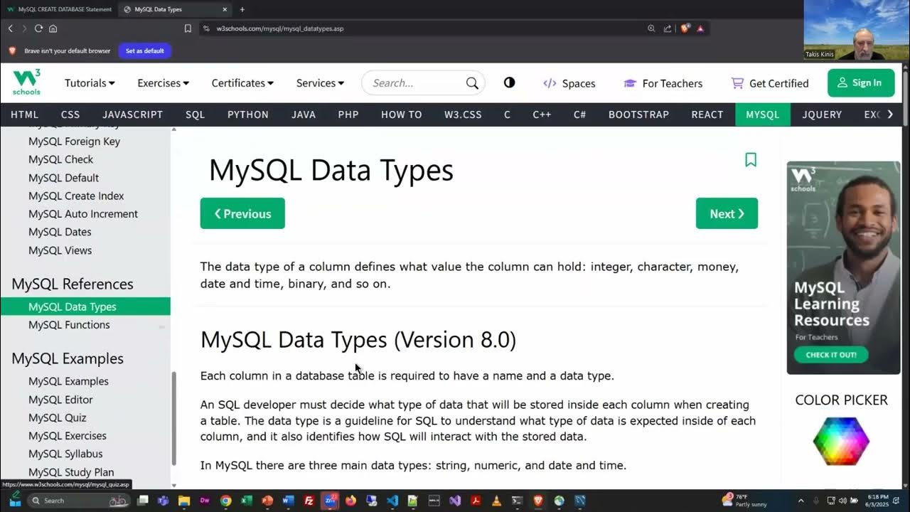 Databases - Unit 4 Lecture - MySQL Create, Insert, Update, Delete, - Summer 2025 - YouTube
