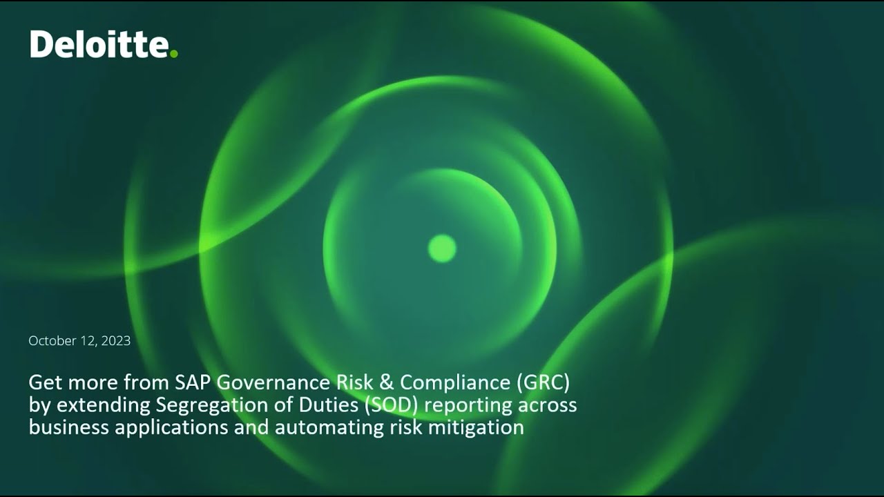 Webinar Get More from SAP GRC by Extending SOD Reporting Across ...