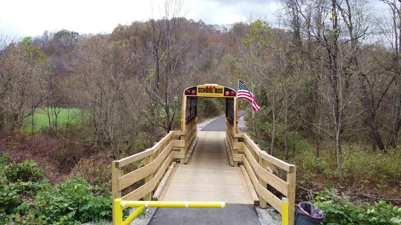 Prestonsburg Passage School Bus Bridge Flag Drone - YouTube