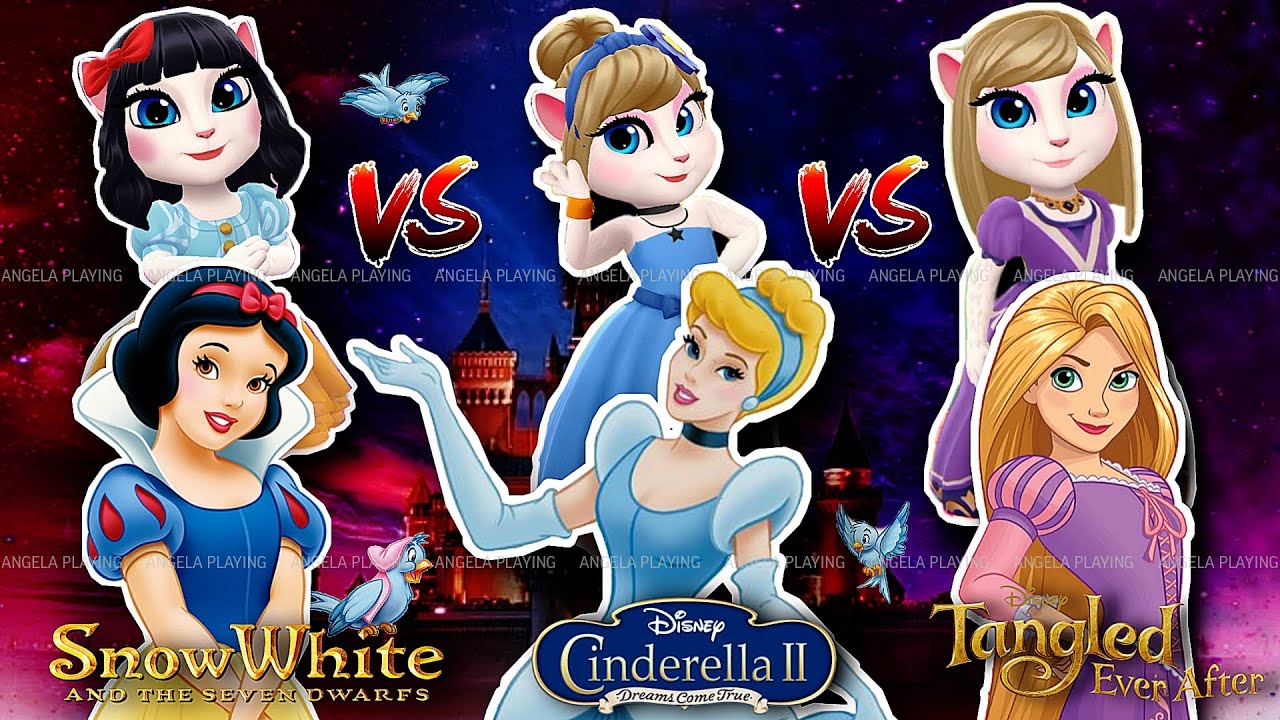 Snow White Vs Cinderella Vs Rapunzel Vs Angela 😍 My Talking Angela 2 ...