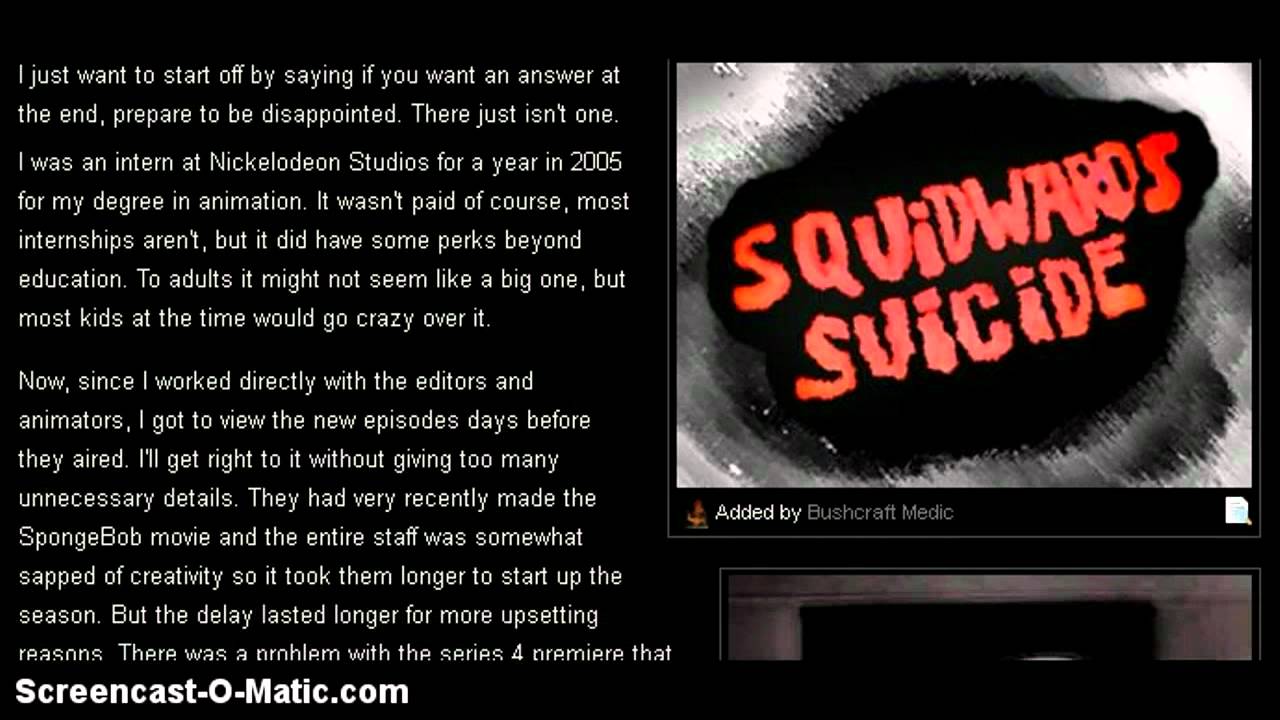 Squidward Suicide creepy pasta - YouTube