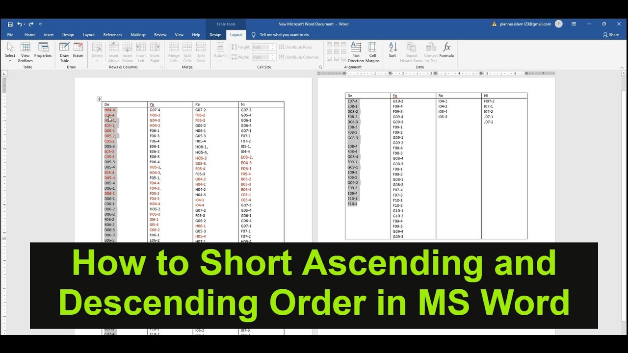 How to Short Ascending and Descending word alphabetically in MS office ...