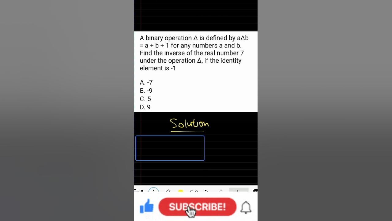 INVERSE ELEMENT (BINARY OPERATION) @mathematicssolutioncenter9778 - YouTube