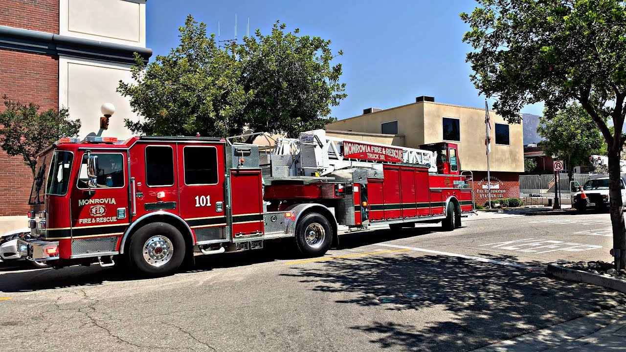 (New) Monrovia Fire Dept. Truck 101 (Returning To Station) - YouTube
