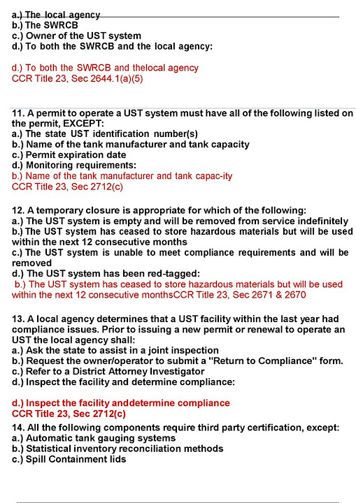 2023 2024 ICC CALIFORNIA UST SERVICE TECHNICIAN CERTIFICATION ACTUAL ...