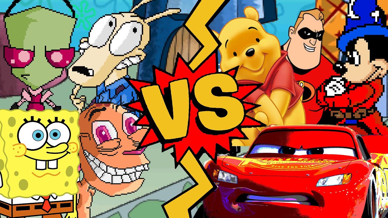 M.U.G.E.N Battles | SpongeBob/Rocko/Zim/Ren Höek vs Wizard Mickey ...