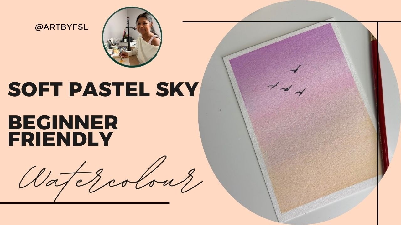 Easy Pastel Sky Watercolour Tutorial for Beginners | 3 Colour Gradient ...