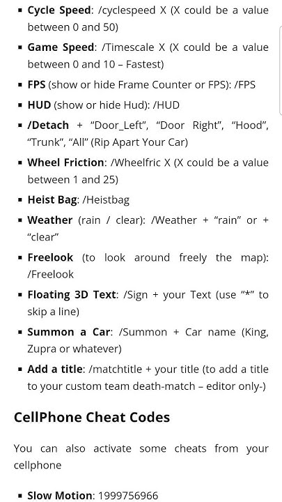 Los Angeles Crimes Online All Cheats Codes List #viral #lac #gaming #cheatcodes # ...