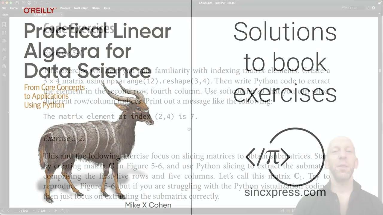 Linear algebra for data science, chapter 5 exercise 1 (indexing matrix elements) - YouTube