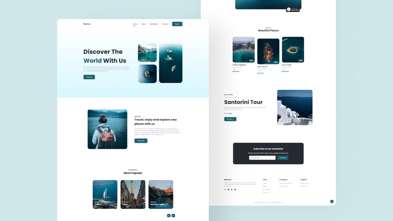 Responsive Travel Website Page Using Html Css And Javascript Youtube 3180