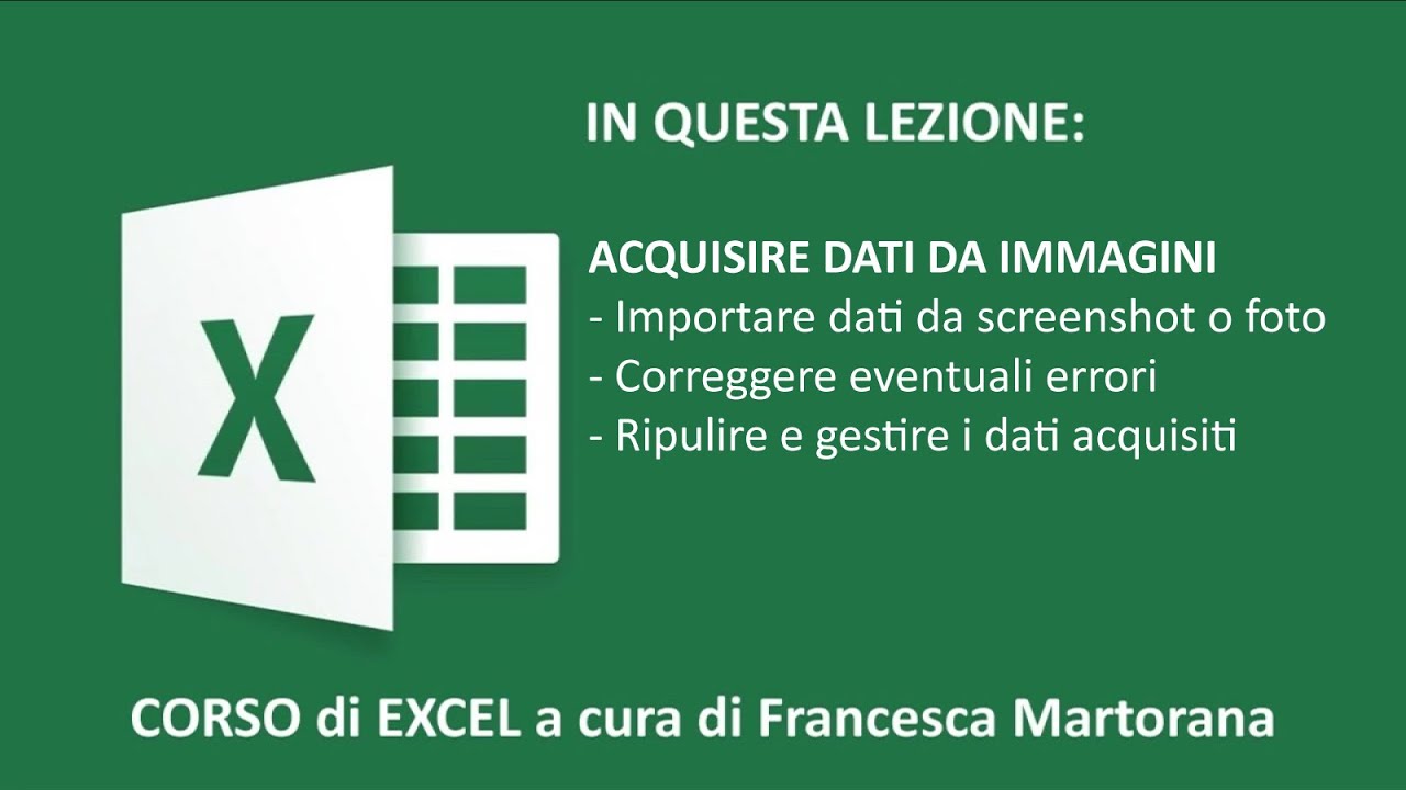EXCEL tutorial 30: Importare dati da immagini in Excel 365 - YouTube