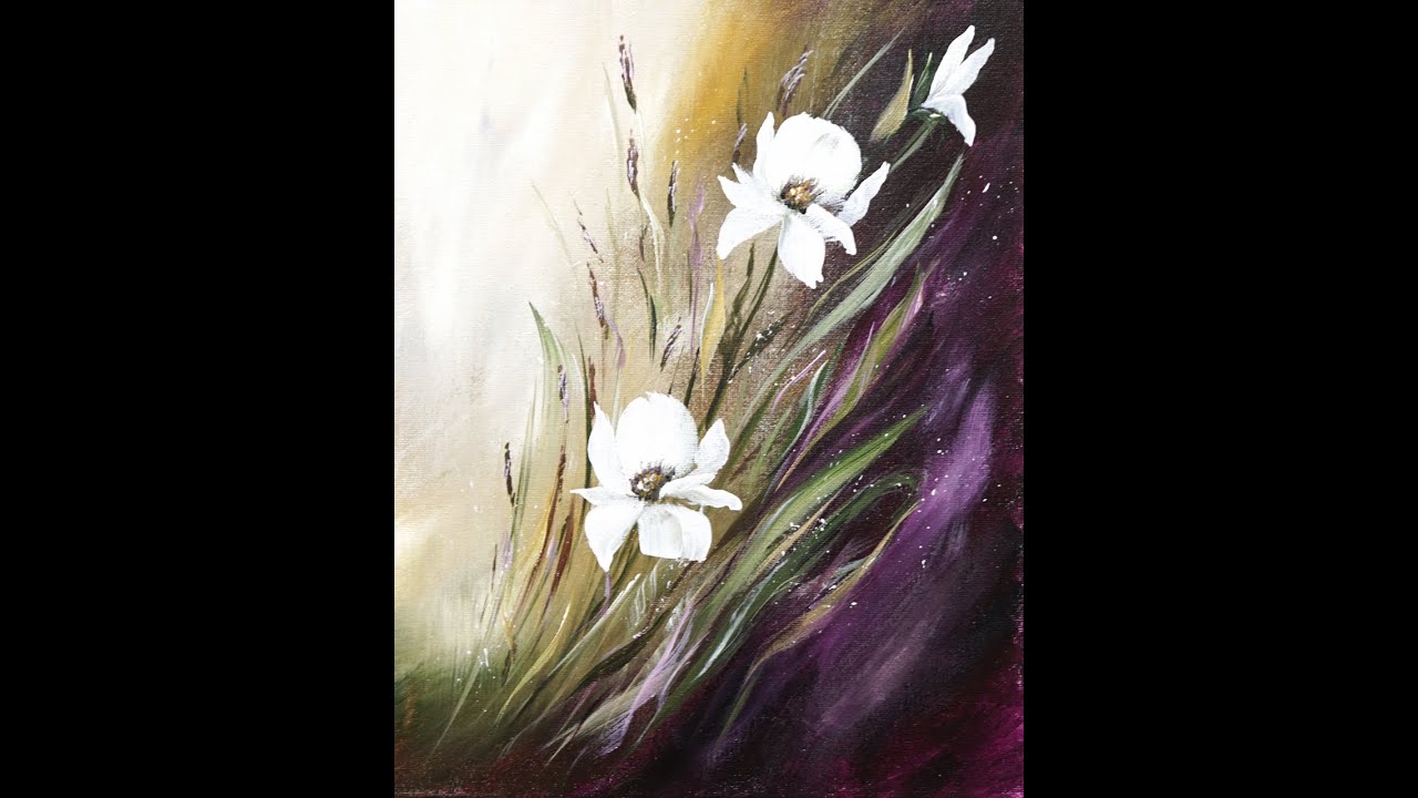Flowers in the Wind, Easy Painting, Real Time Demo, Blumen im Wind ...