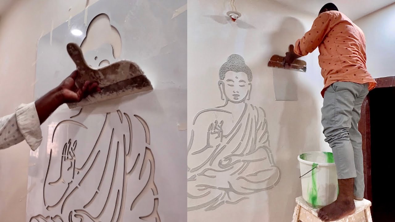 Gautam Buddha wall texture painting | new wall texture painting ideas ...