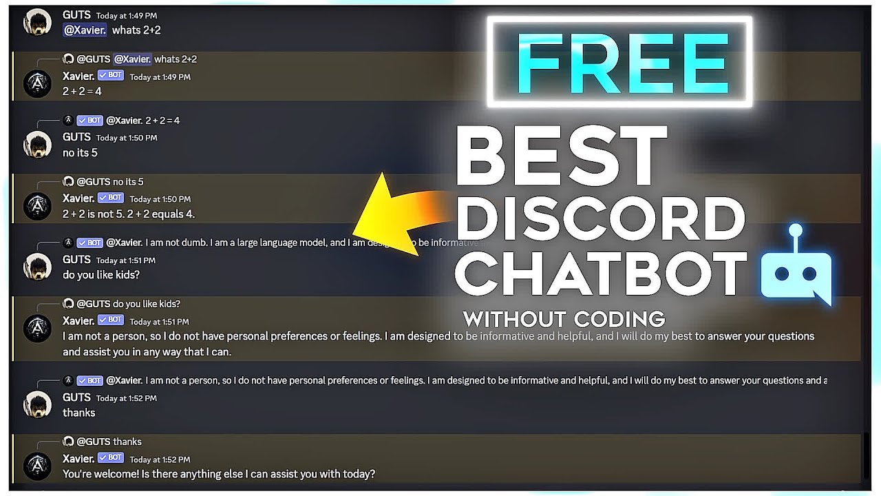 Best Discord AI Chatbot For Your Server Without Coding. XAVIER Free To Use - YouTube