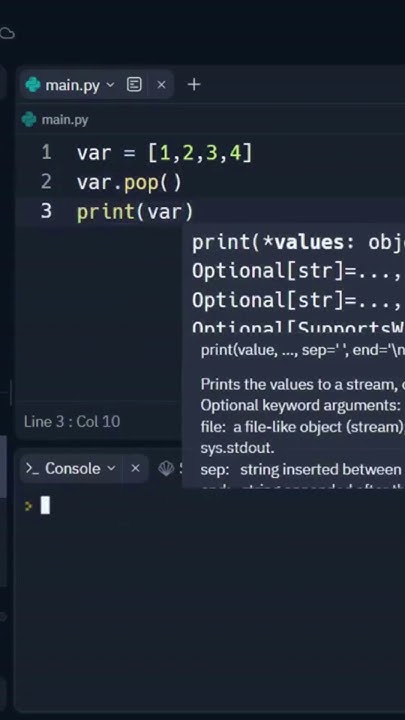 Pop() Method In Python Lists #shorts - YouTube