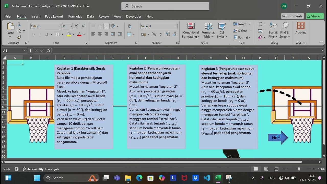 Tutorial Penggunaan Media Pembelajaran Berbasis VBA Microsoft Excel Pada Materi Gerak Parabola ...
