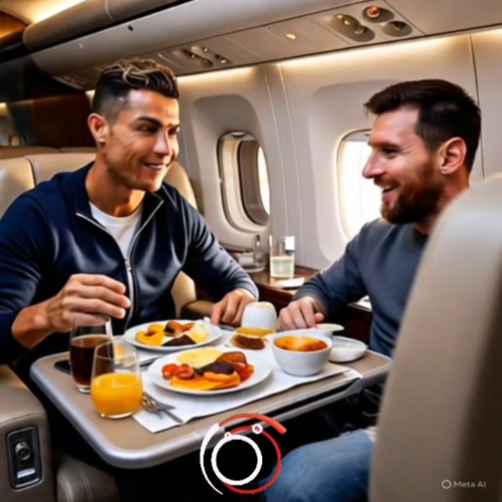 Ronaldo and Messi eating the food in the aeroplane ️... #ronaldo #messi ...