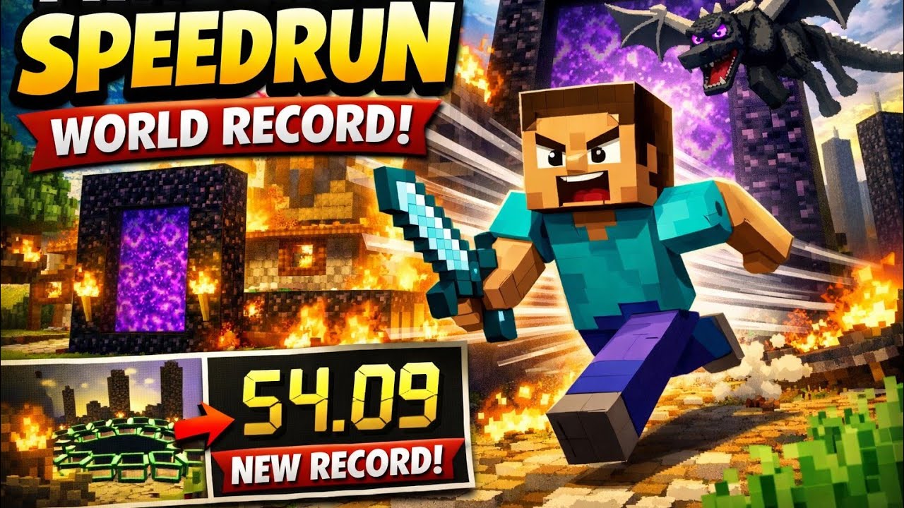 Minecraft Speedrun WORLD RECORD 😱 | 54 Seconds mein END! 🏆🔥 - YouTube