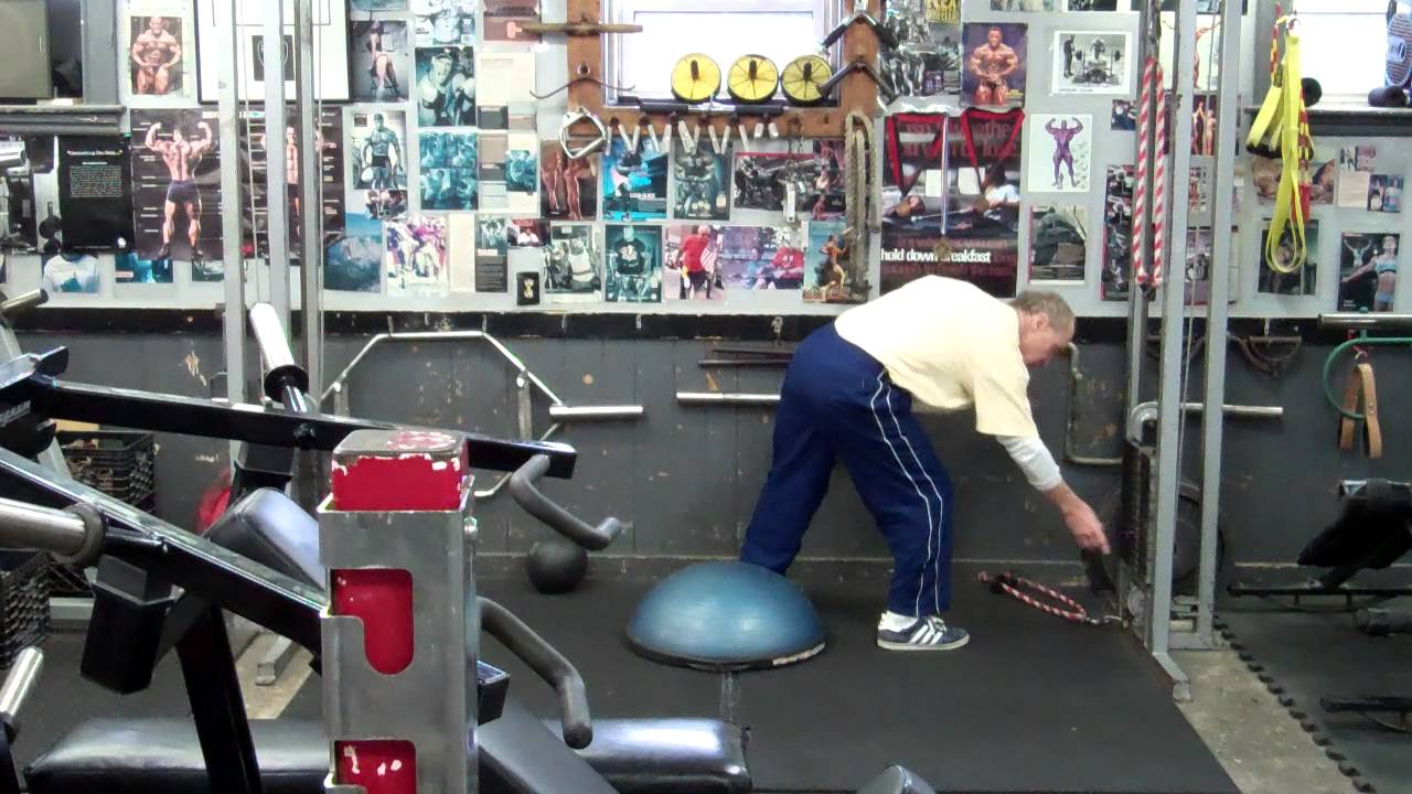 BOSU Cable cross Chop down, Cable press down, squat & 1 arm row - YouTube