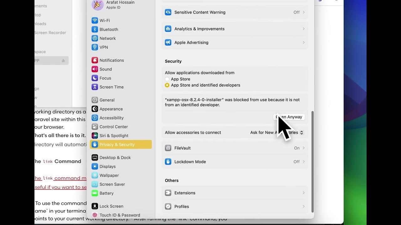 “xampp-osx-8.2.4-0-installer” cannot be opened because the developer cannot be verified - YouTube