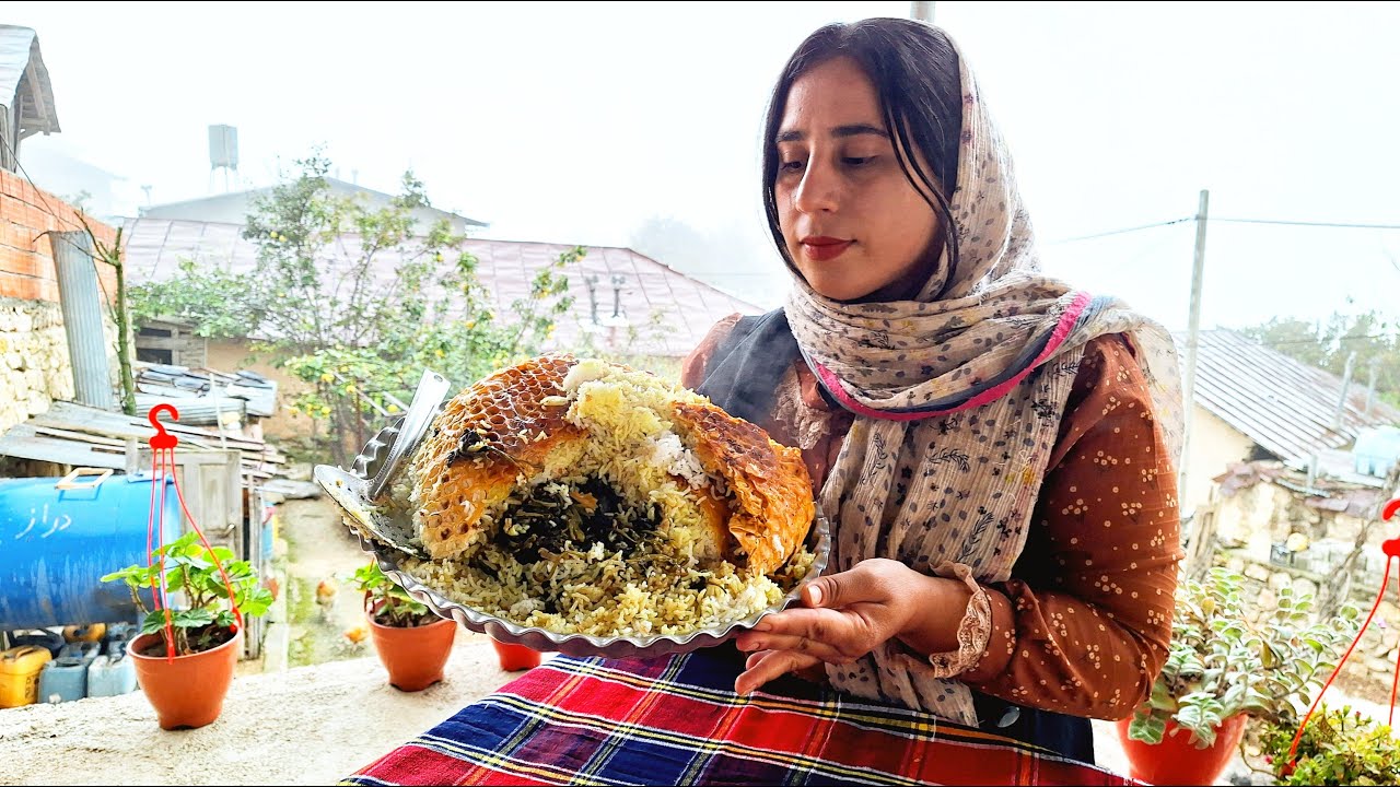 Real life in an Mazandaran || homemade food cooked in the mountain ...
