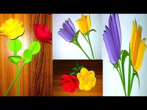 How to make paper Flower | 2 Type Flower Making Idea | Very Easy Flower ...