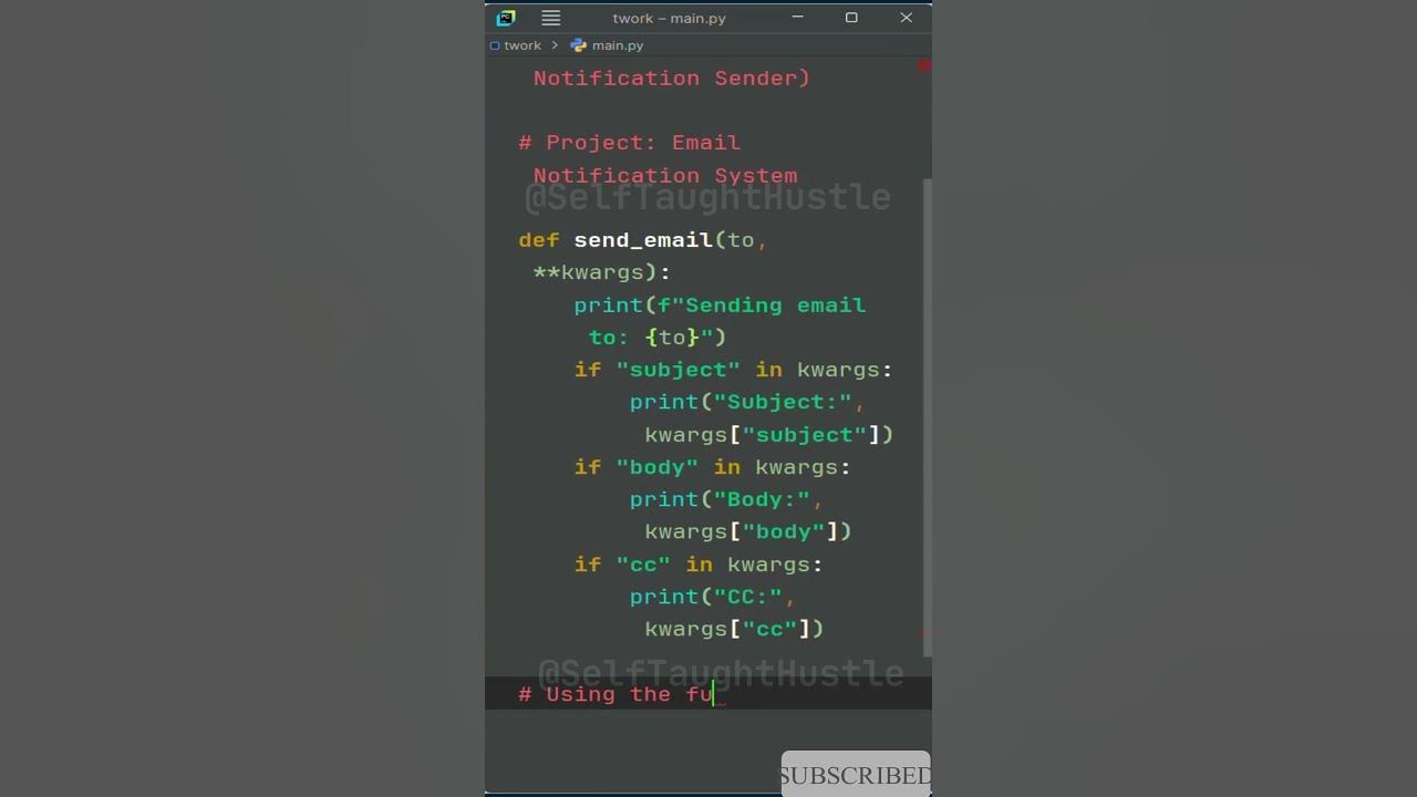 Python kwargs In One Code Project Email Notification Sender #coding #code #programming - YouTube