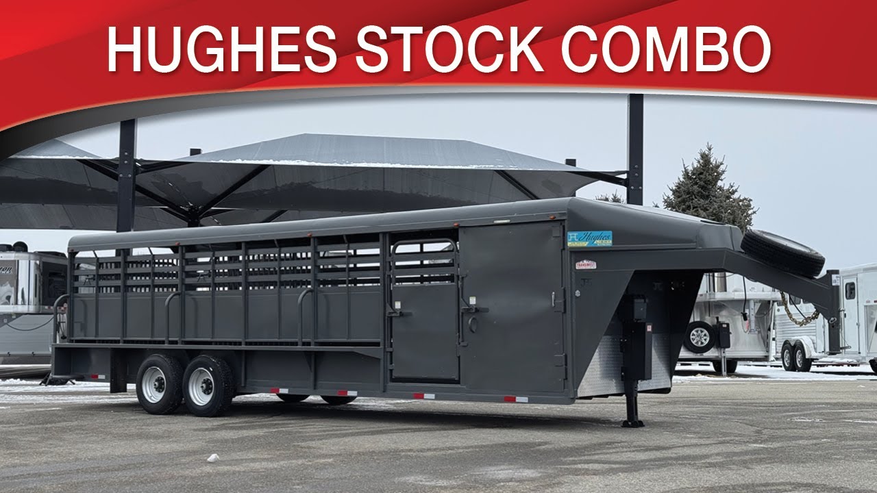 Hughes Stock Combo Gooseneck Stock Combo Ranch Trailer - YouTube