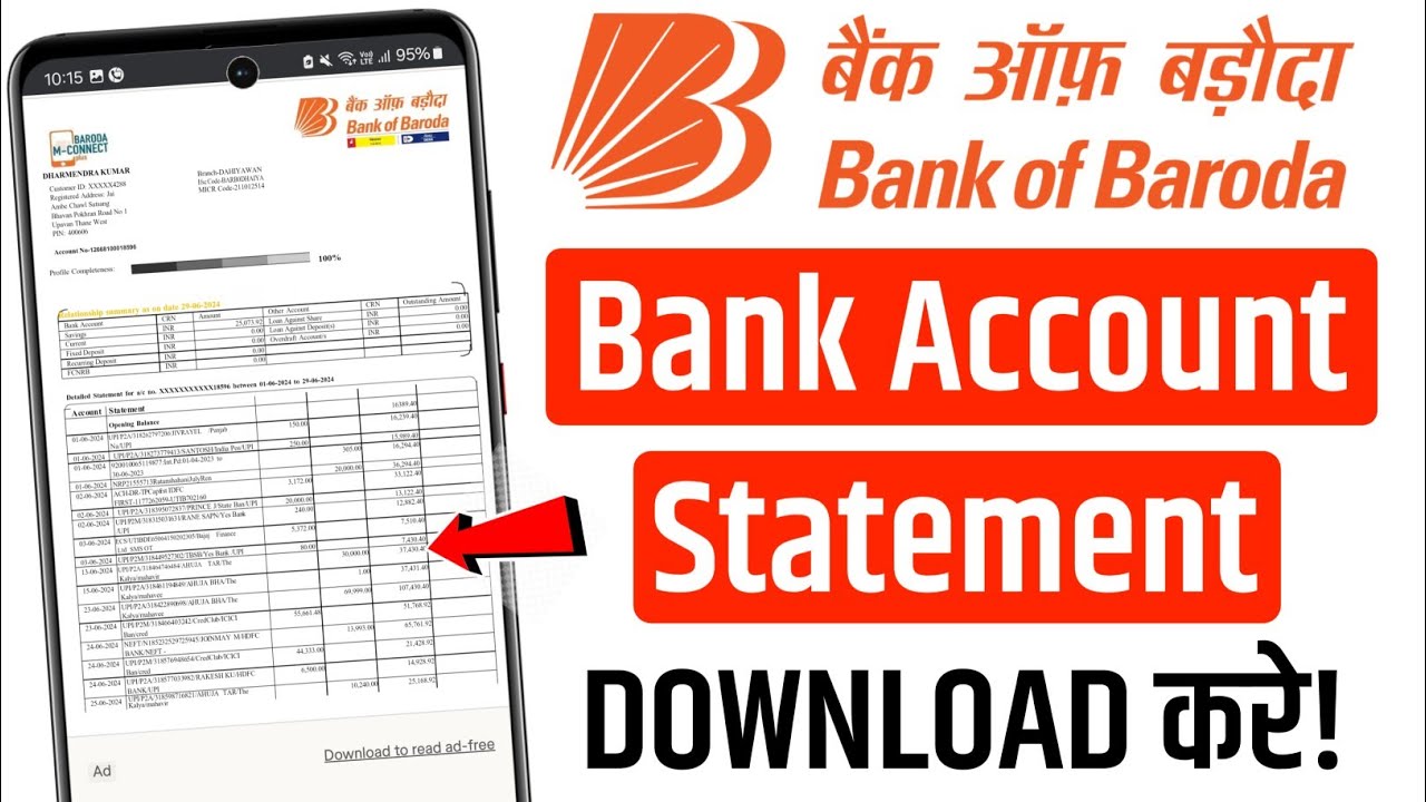 Bank Of Baroda Bank Statement Kaise Nikale | BOB World App Se Statement ...