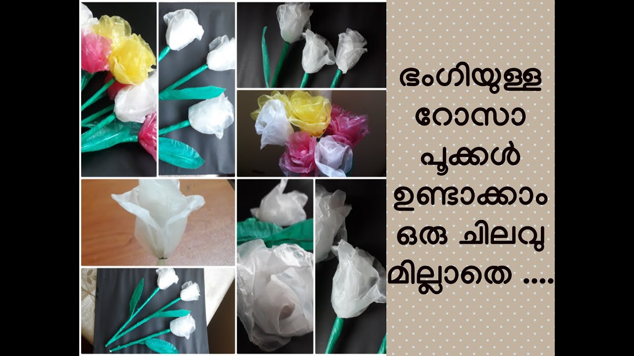 DIY-Plastic Flowers //How to make white roses with plastic bags// Best ...
