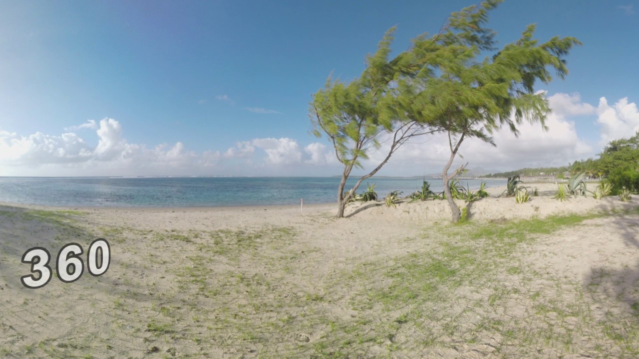 360 VR Timelapse of nature and couple walking on the beach, Mauritius ...