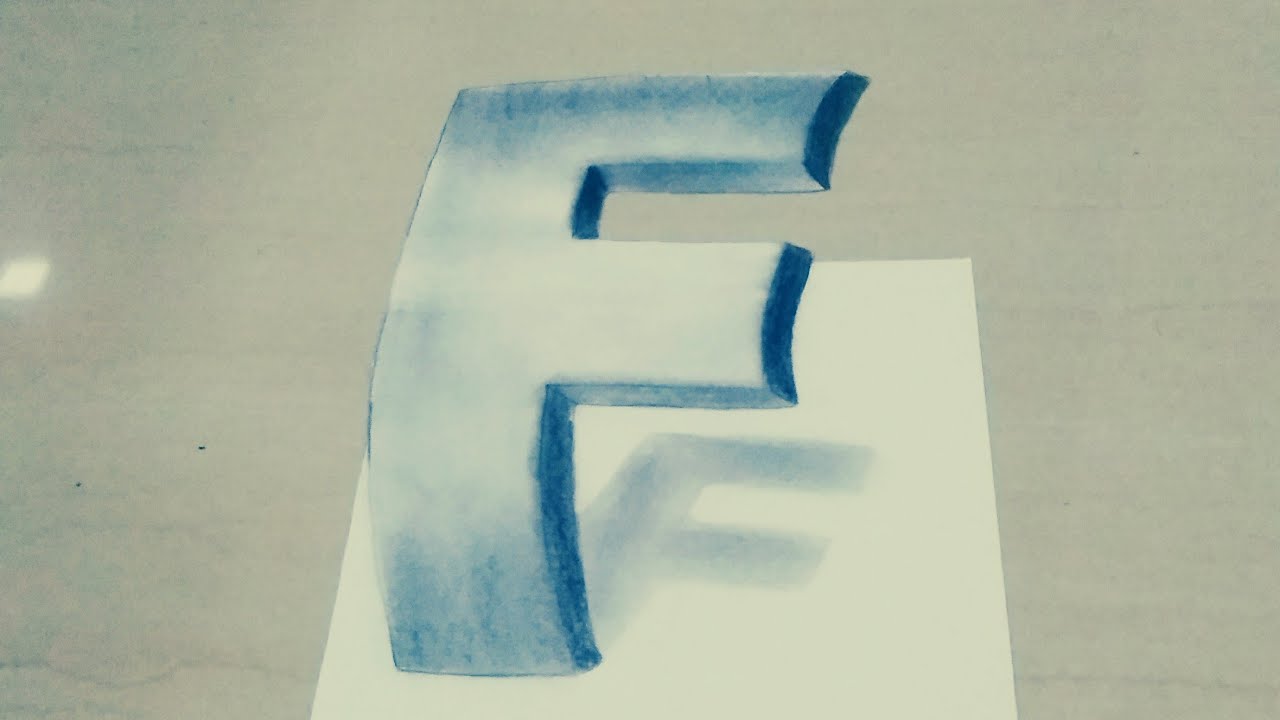 How to draw 3D letter F . Drawing curved letter F with pencil. - YouTube