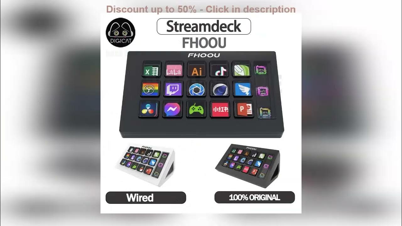 StreamDeck Mini Visual Keyboard 15Keys Stream Deck LCD Button Live Content Creation Controller ...