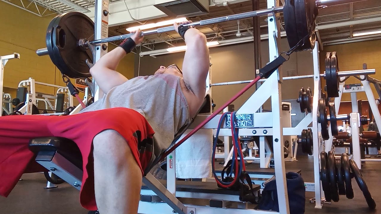 225 incline bench press with 70 lb band - YouTube