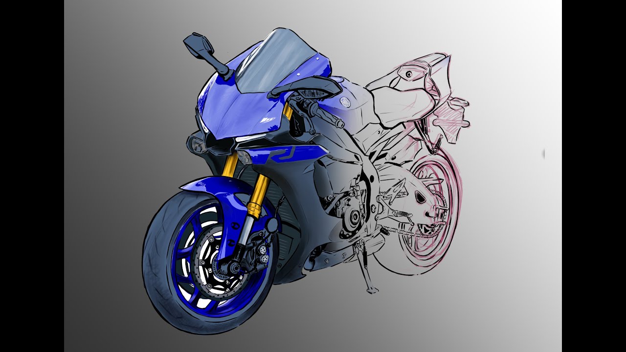 YAMAHA R1 | DRAWING | Huion KAMVAS gt-191 - YouTube