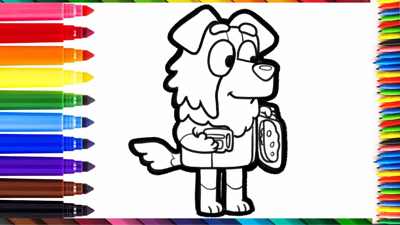how to draw bluey mackenzie's dad🐶 drawing painting bluey easy tutorial ...
