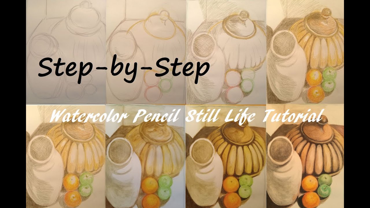 Step by Step Watercolor Pencil Still Life Tutorial - YouTube