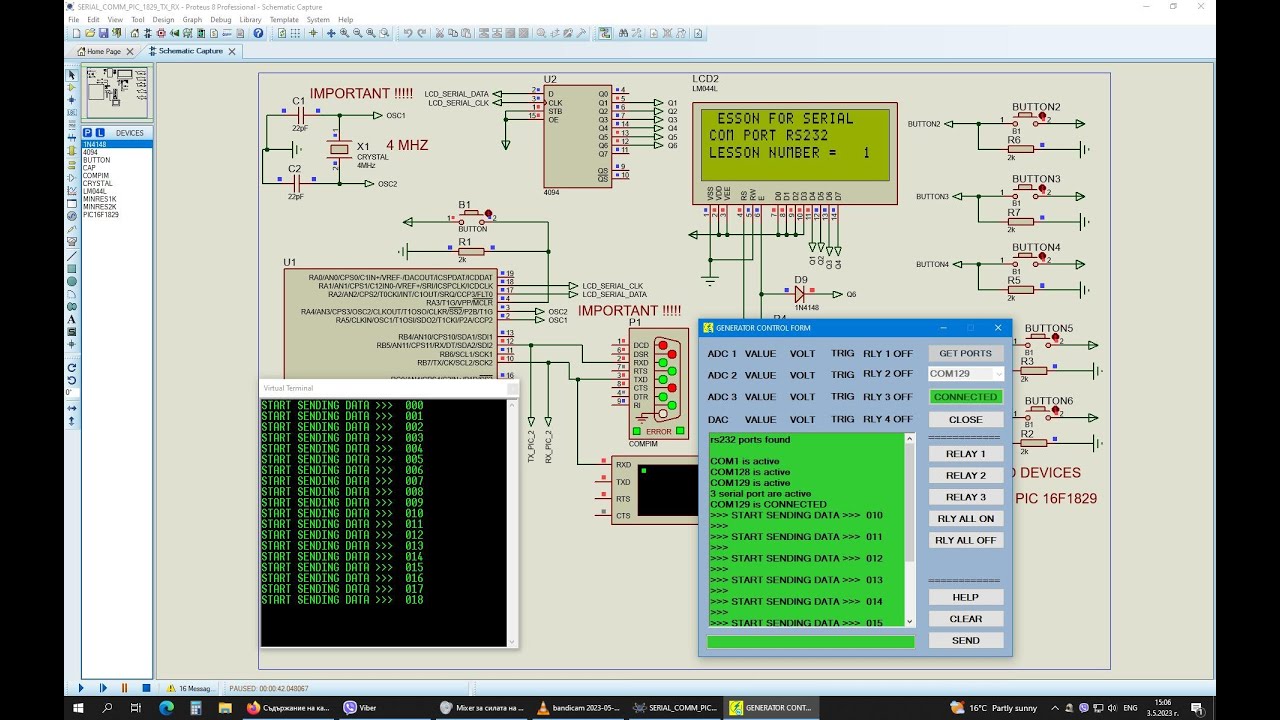 RS232 SERIAL COMMUNICATION WITH PIC MICRO 16F1829 and OTHER DEVICES and ...