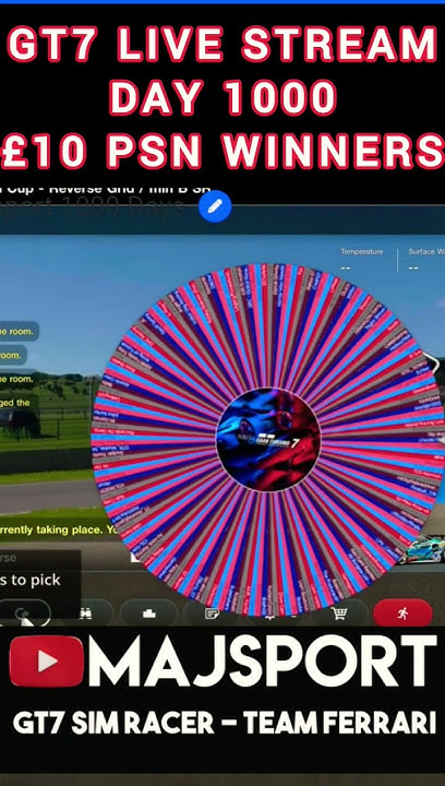Majsport GT7 Stream Day 1000 £10 PSN WINNERS x10 🤑🍾🏆💰 #gt7 #gifts #record #spinningwheel - YouTube