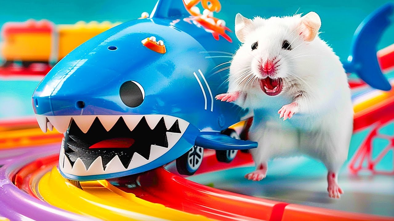 Hamster Escapes from Maze Race Track with Shark | Hamster Maze - YouTube